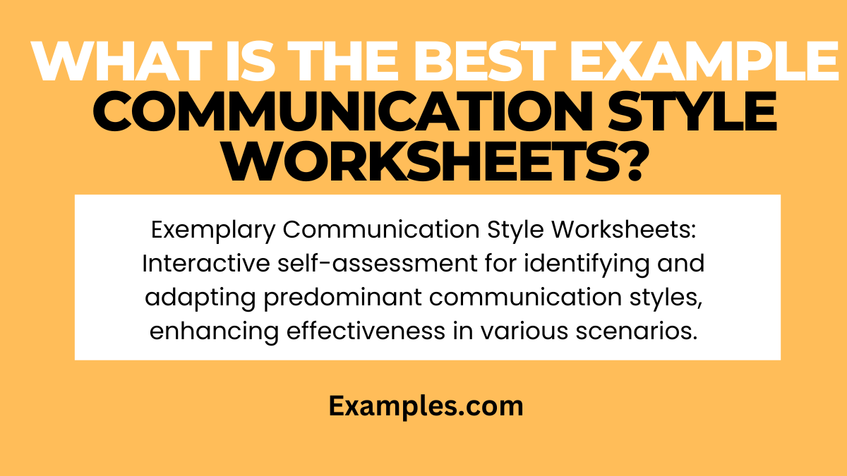 Communication Style Worksheets - 19+ Examples