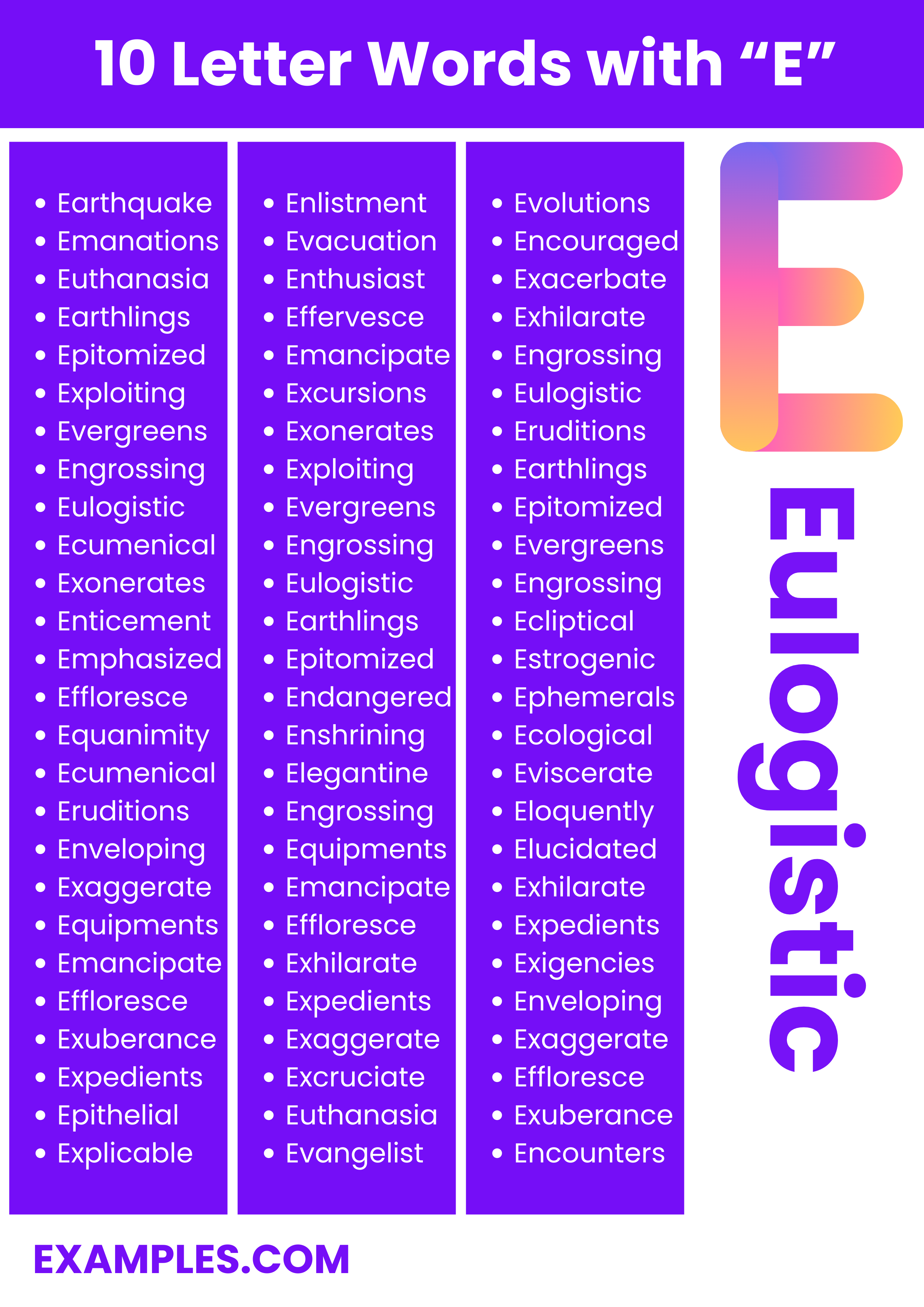 450+ 10 Letter Words With E, Meaning, PDF