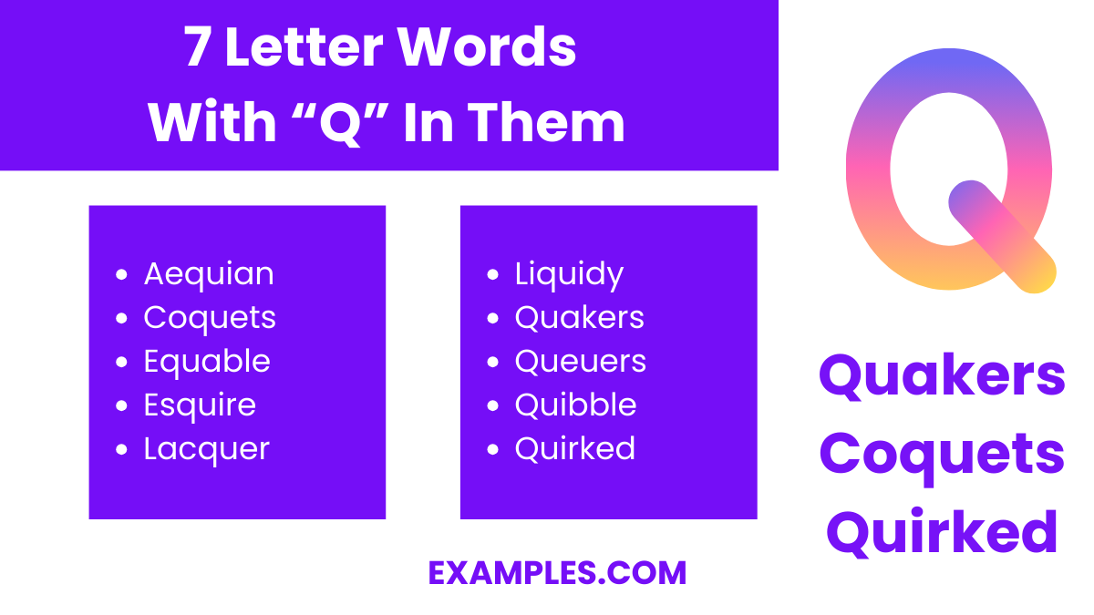 450+ 7 Letter Words With Q, Meaning, PDF