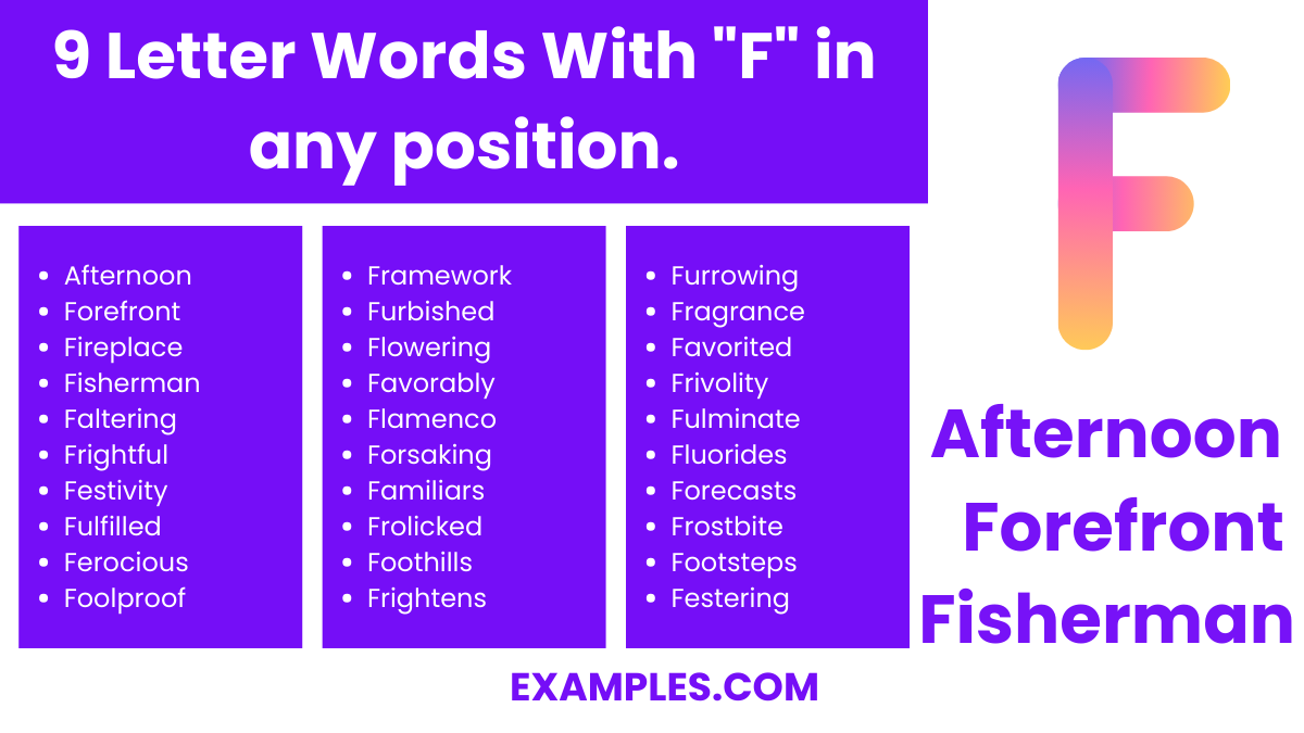 9 Letter words with F:Meaning, PDF