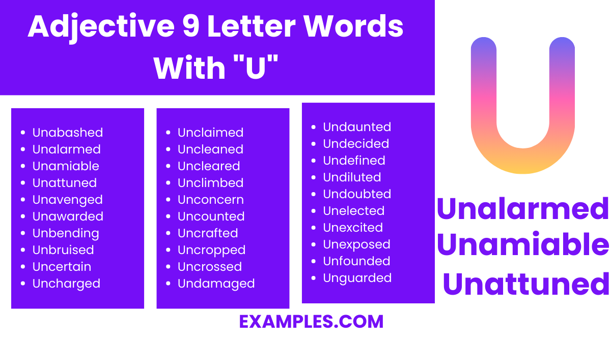 9 Letter words with U; Meaning, PDF