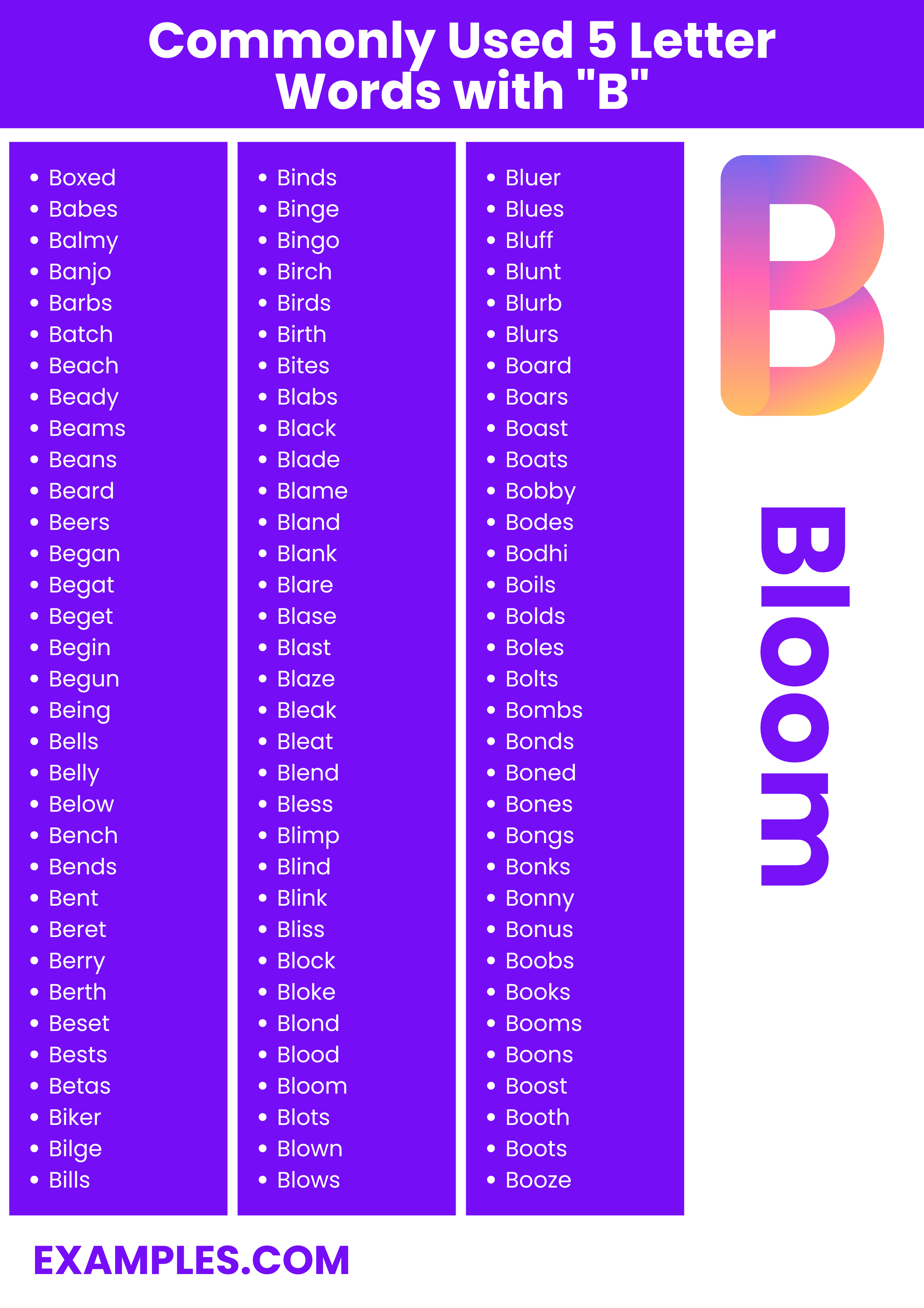 450 5 Letter Words With B List Meaning PDF 450 5 Letter Words With B List Meaning PDF