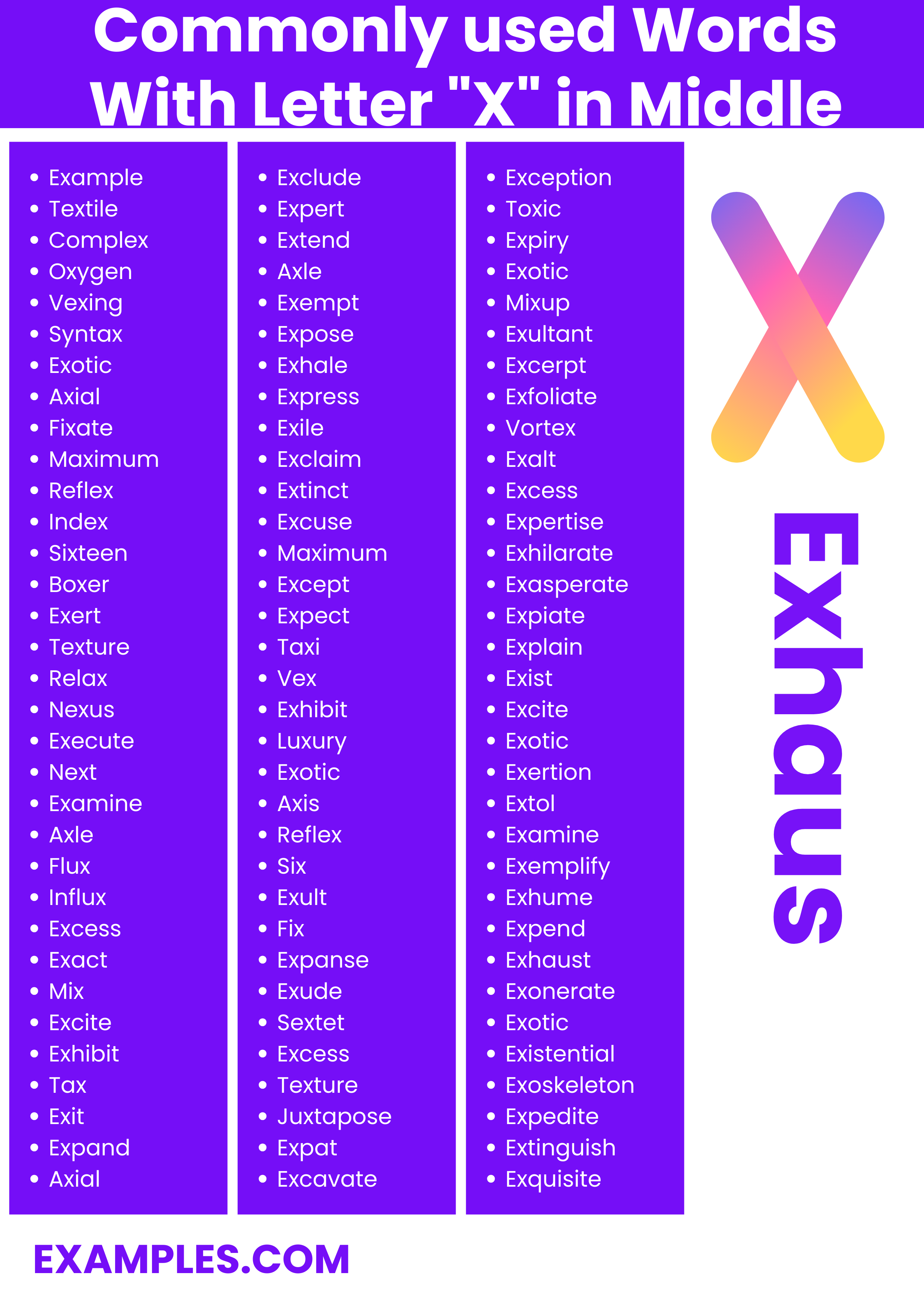 Words With Letter X in Middle - 450+ List, Meaning, PDF