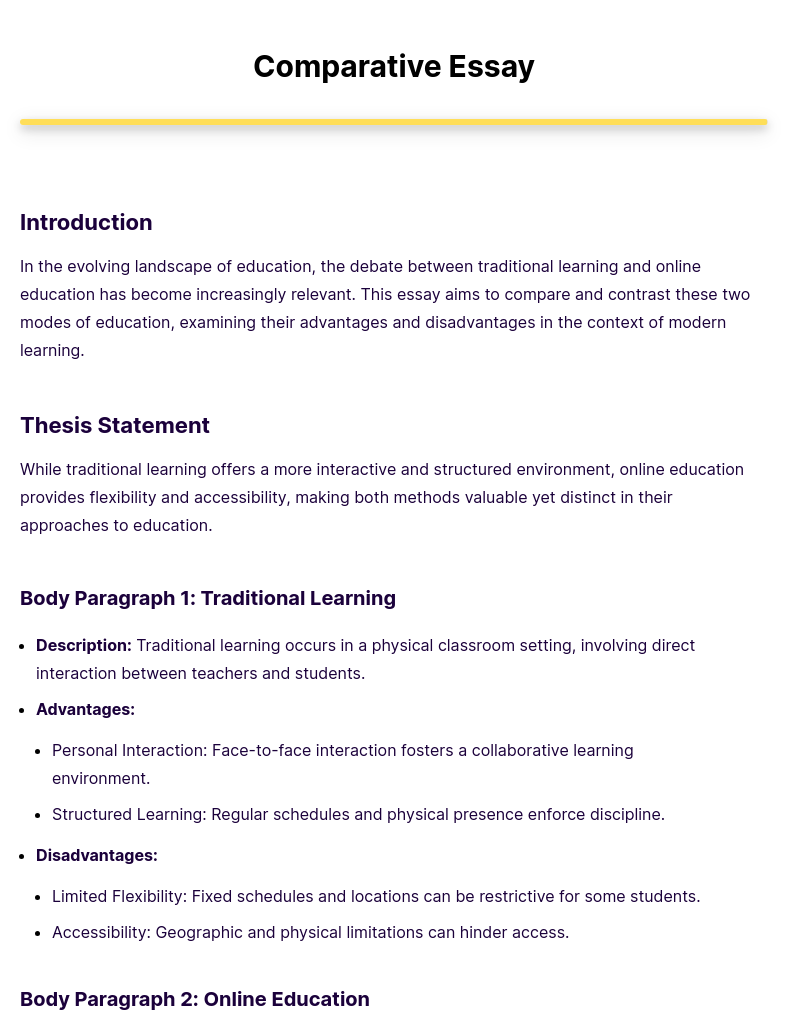 Comparative Essay Example Edit Download Comparative Essay Example Edit Download