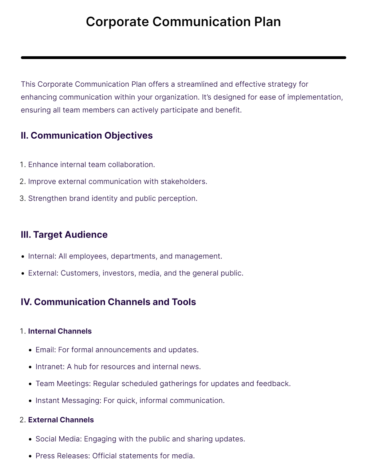 Corporate Communication Plan 7 Examples How To Create