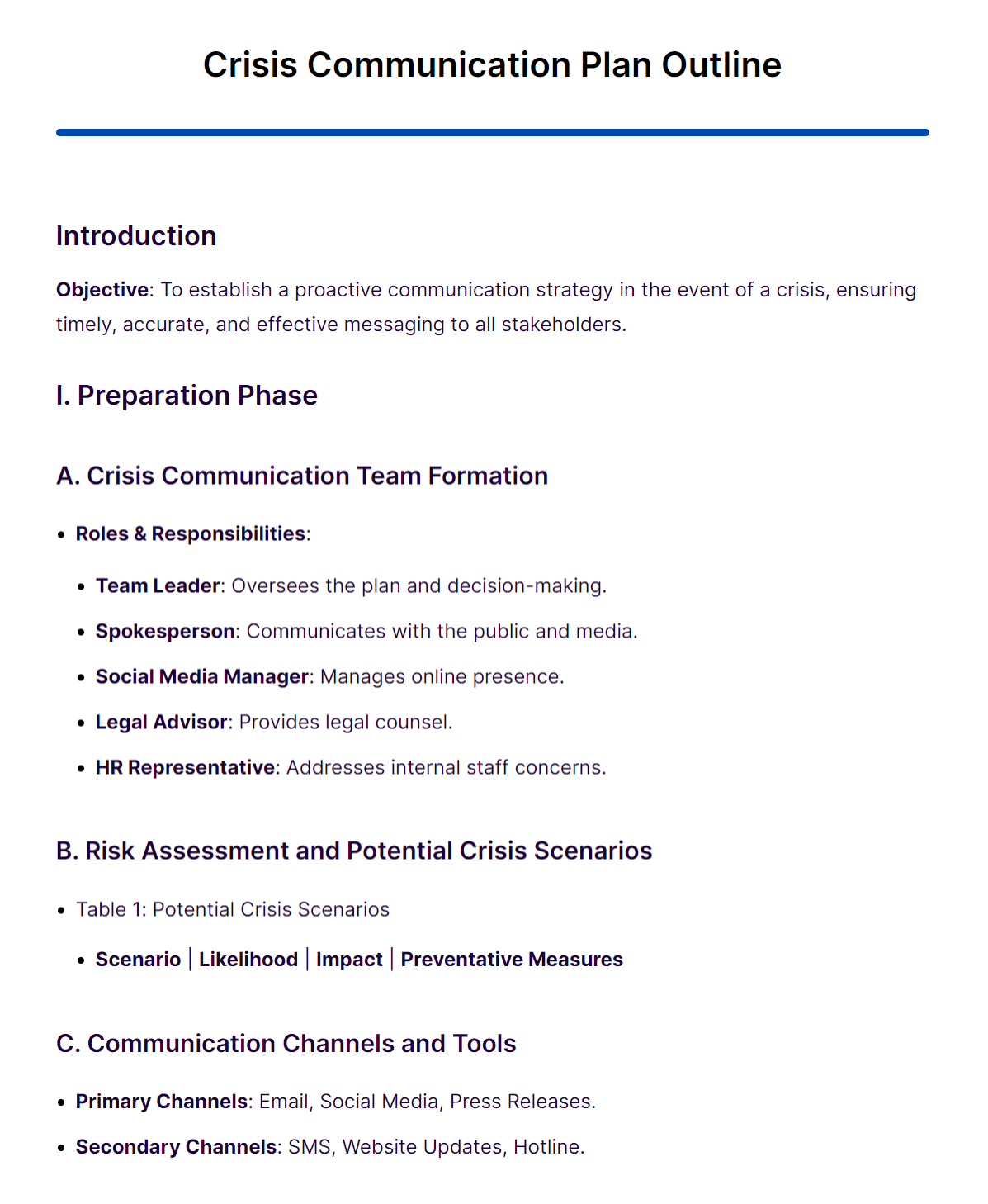 Communication Plan Outline: Examples, Pdf