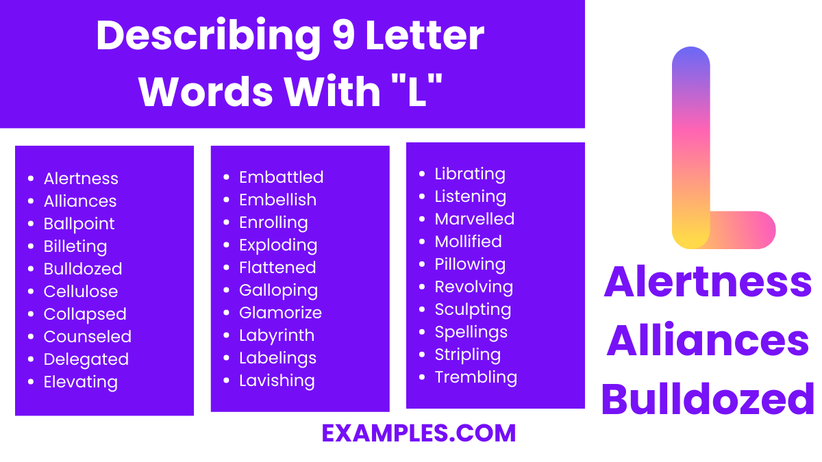 9 Letter words with l; Meaning, PDF