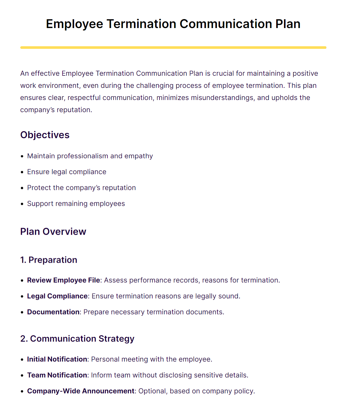 Employee Termination Communication Plan - Examples, How to Write