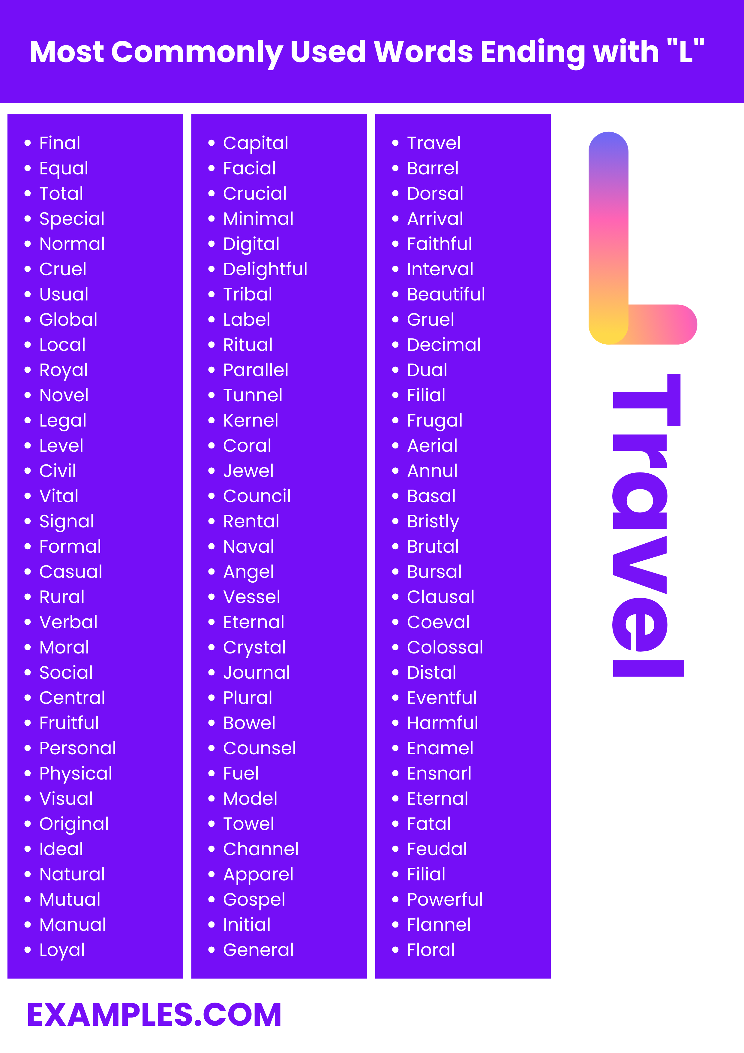 Words That End With L 150 List Meaning PDF Words That End With L 150 List Meaning PDF