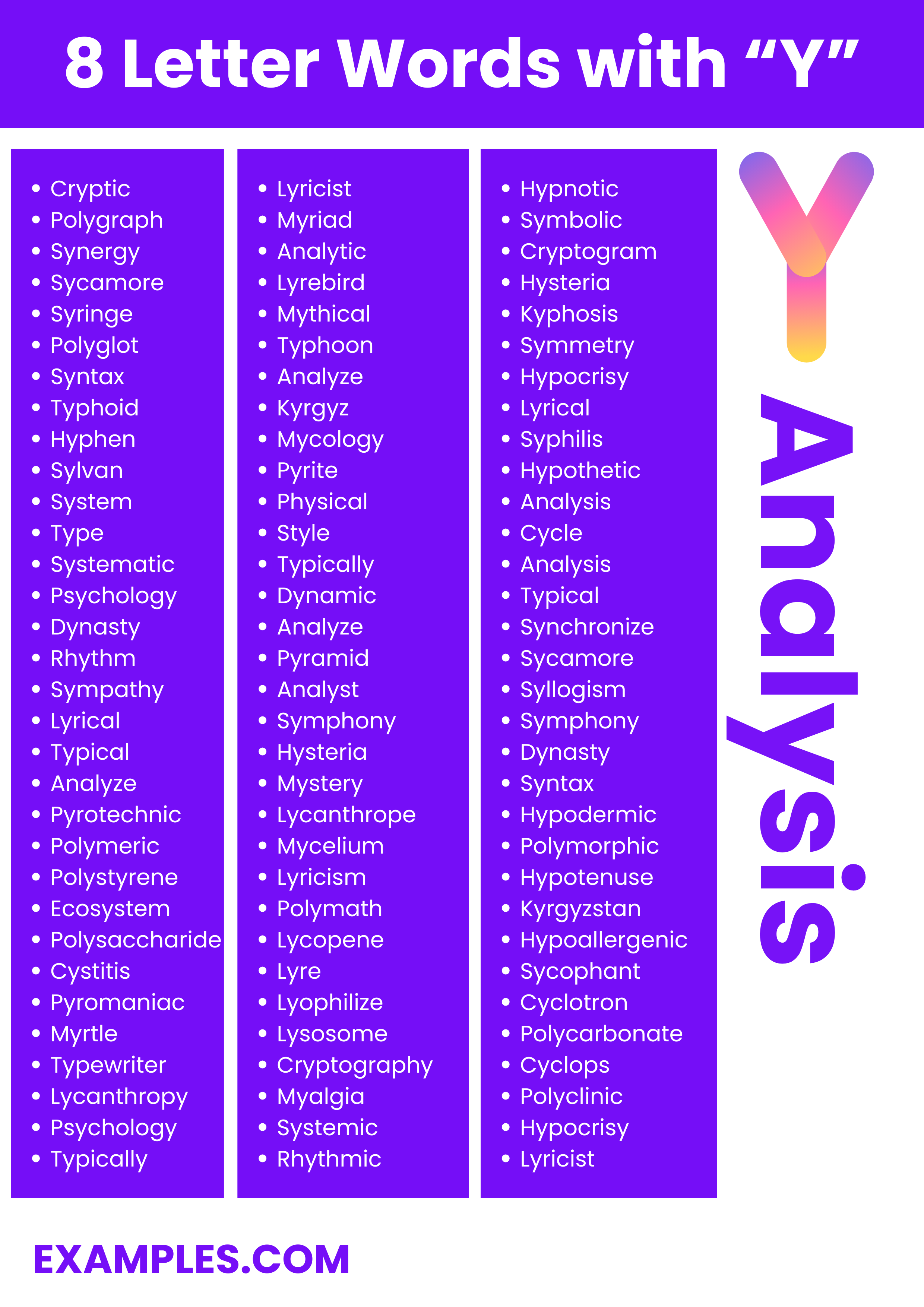 450 Words With Letter Y In Middle List Meaning PDF 450 Words With Letter Y In Middle List Meaning PDF