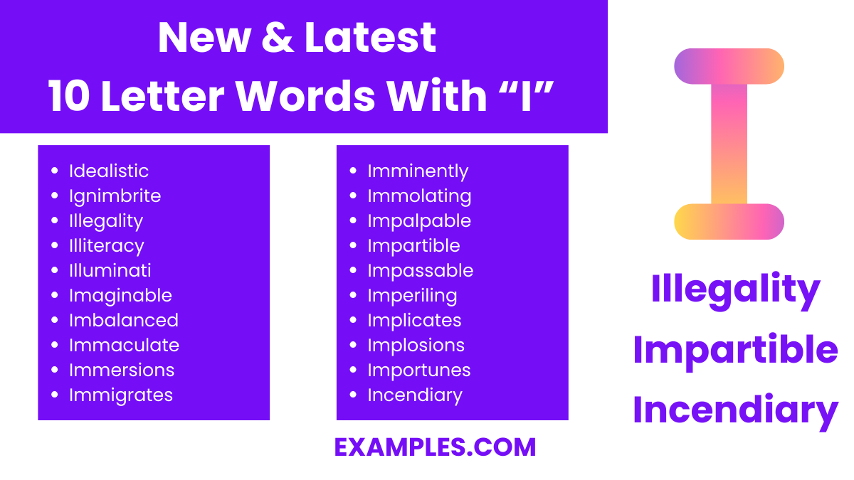 450+ 10 Letter Words With I, Meaning, PDF
