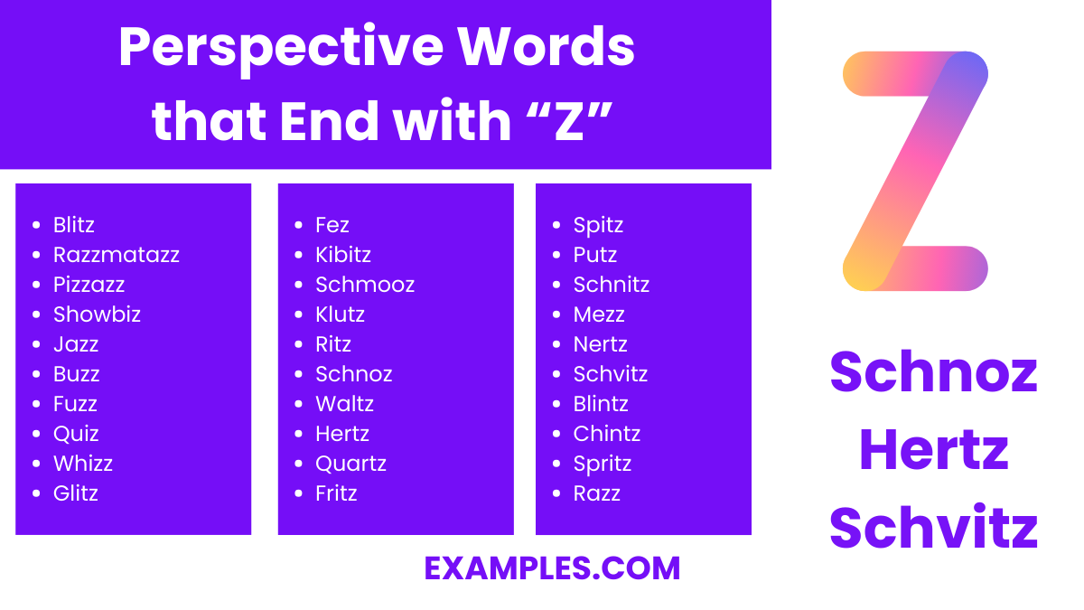 Words that End with Z - 150+ List, Meaning, PDF