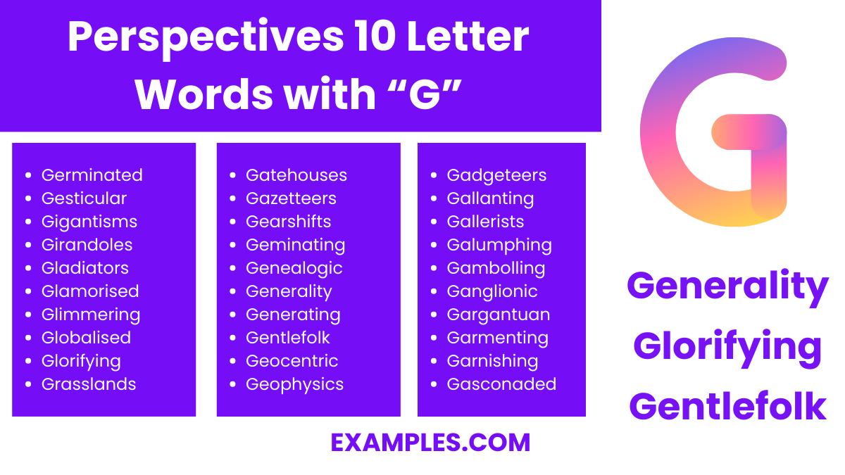 450+ 10 Letter Words With G, Meaning, PDF
