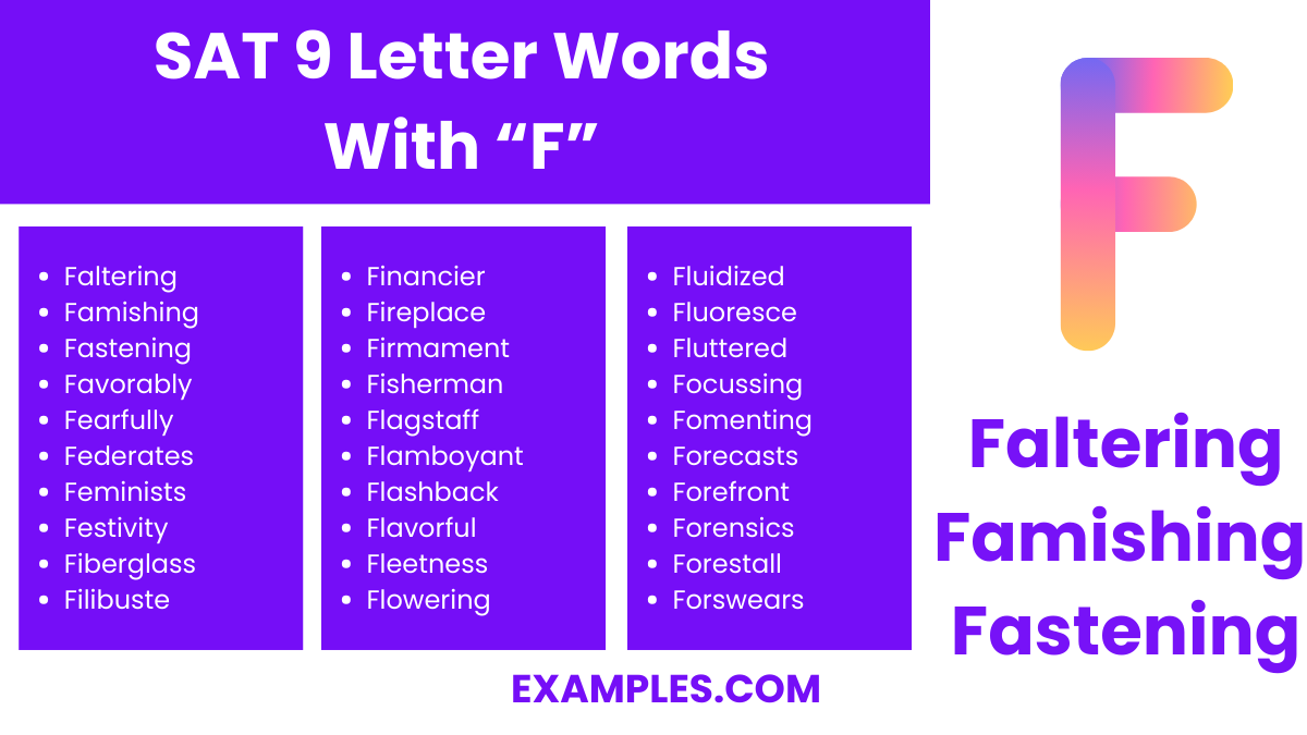 9 Letter words with F:Meaning, PDF