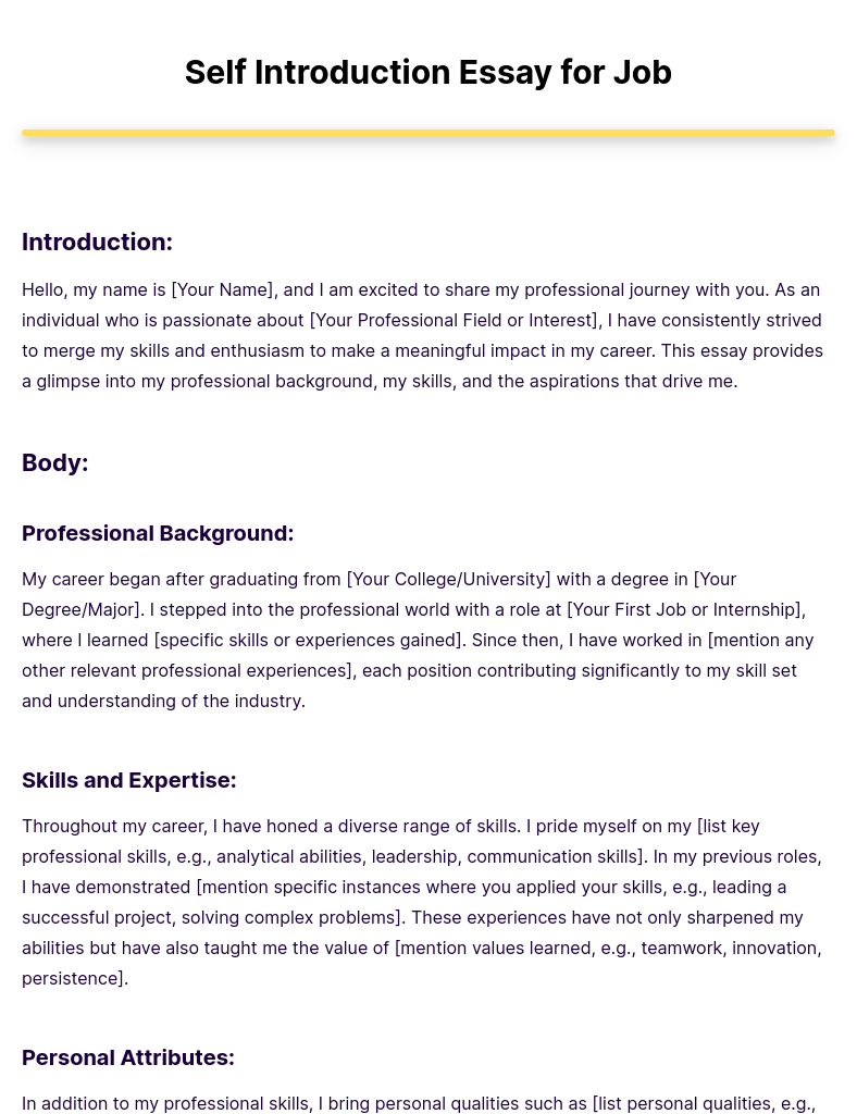 Self Introduction Essay For Job Application Exles Infoupdate Self Introduction Essay For Job Application Exles Infoupdate
