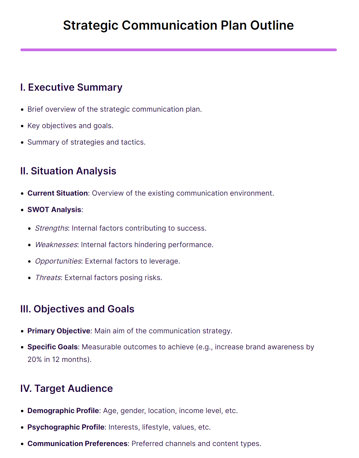 Communication Plan Outline: Examples, Pdf