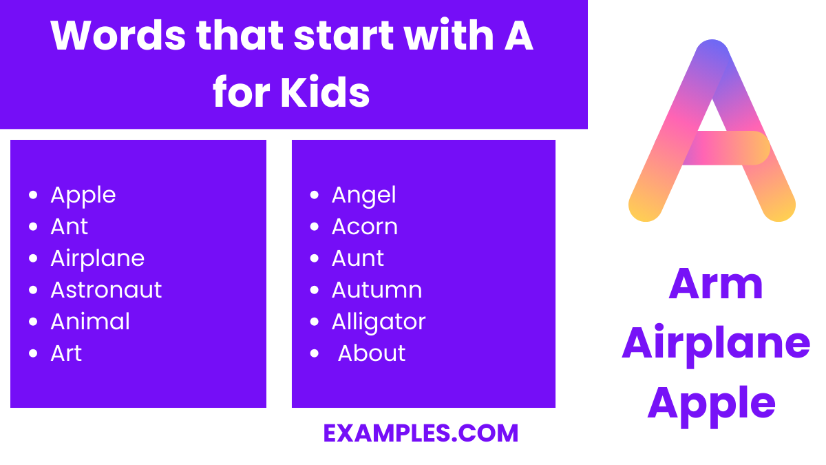 Words Starting with A - 12+ Examples