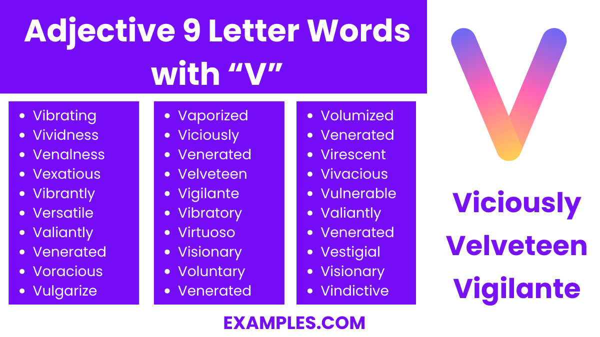 450+ 9 Letter words with V, Meaning, PDF