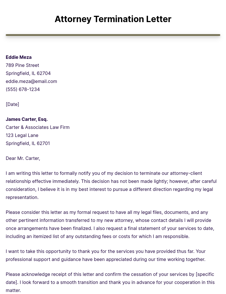Attorney Termination Letter Example Edit Download 