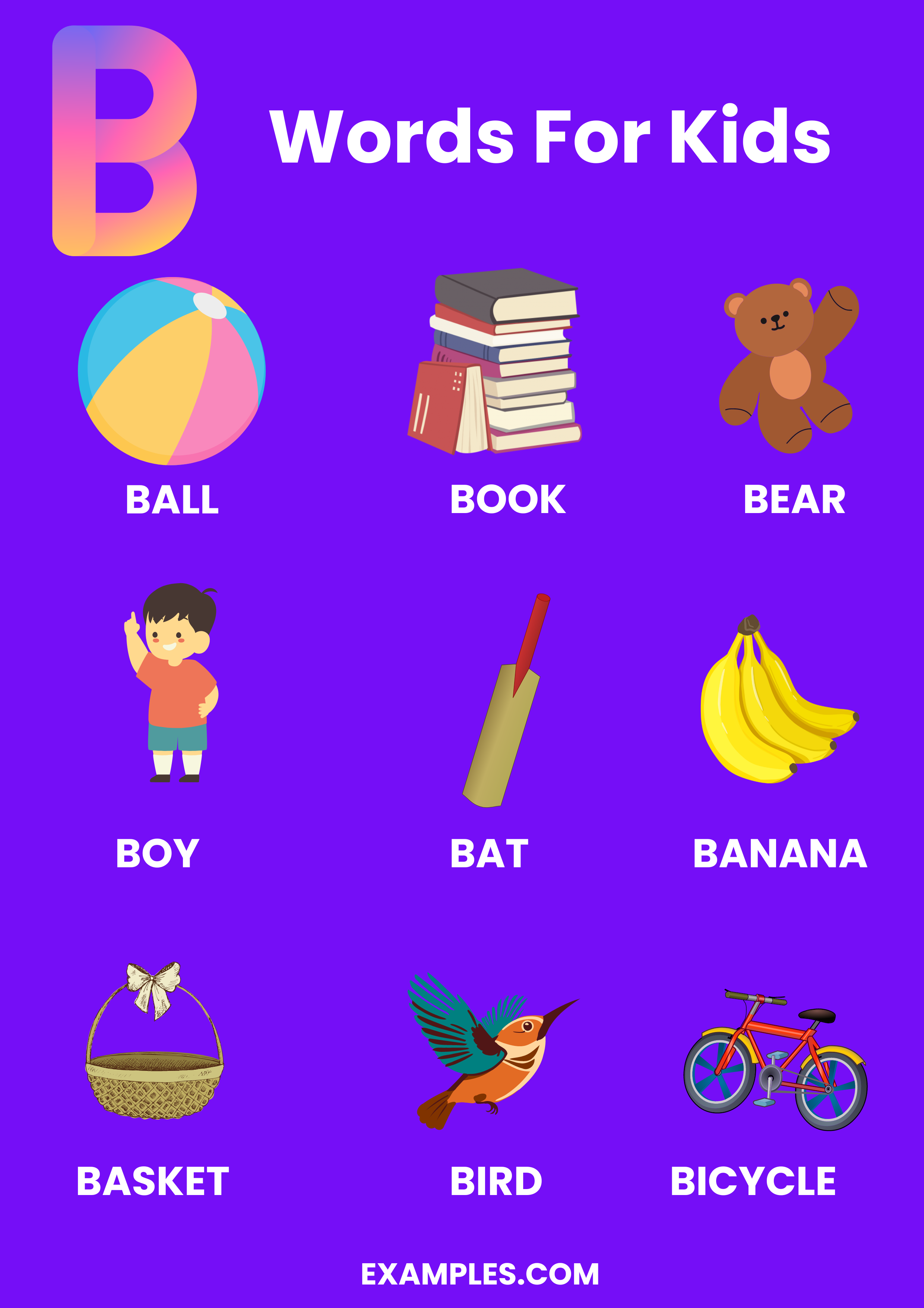 List Of B Words For Kindergarten Students Pdf Free Infoupdate