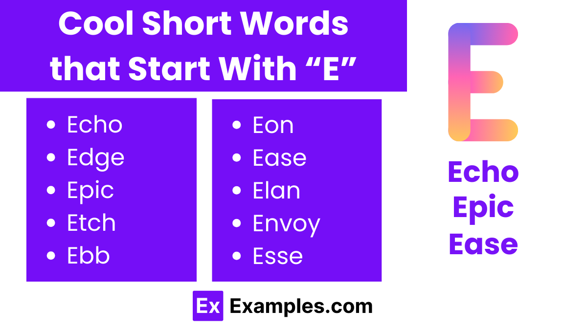 450+ E Short & Long Words, Meaning, PDF