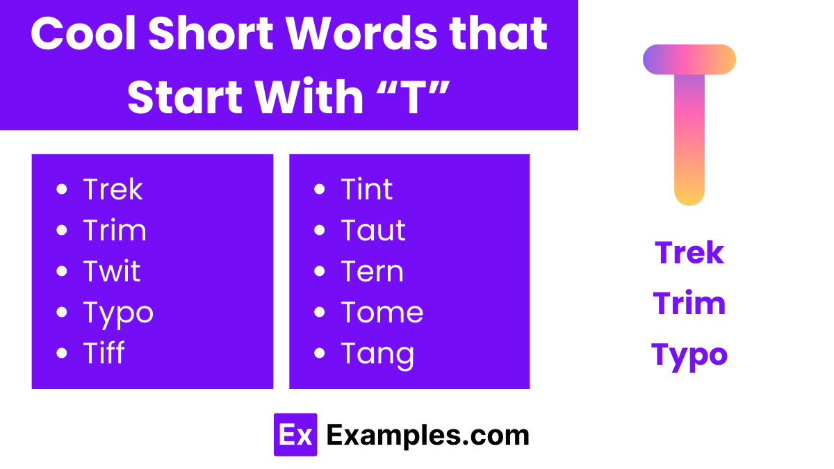 450+ T Short & Long Words, Meaning, PDF