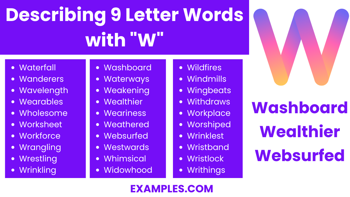 450+ 9 Letter Words with W, Meaning, Word