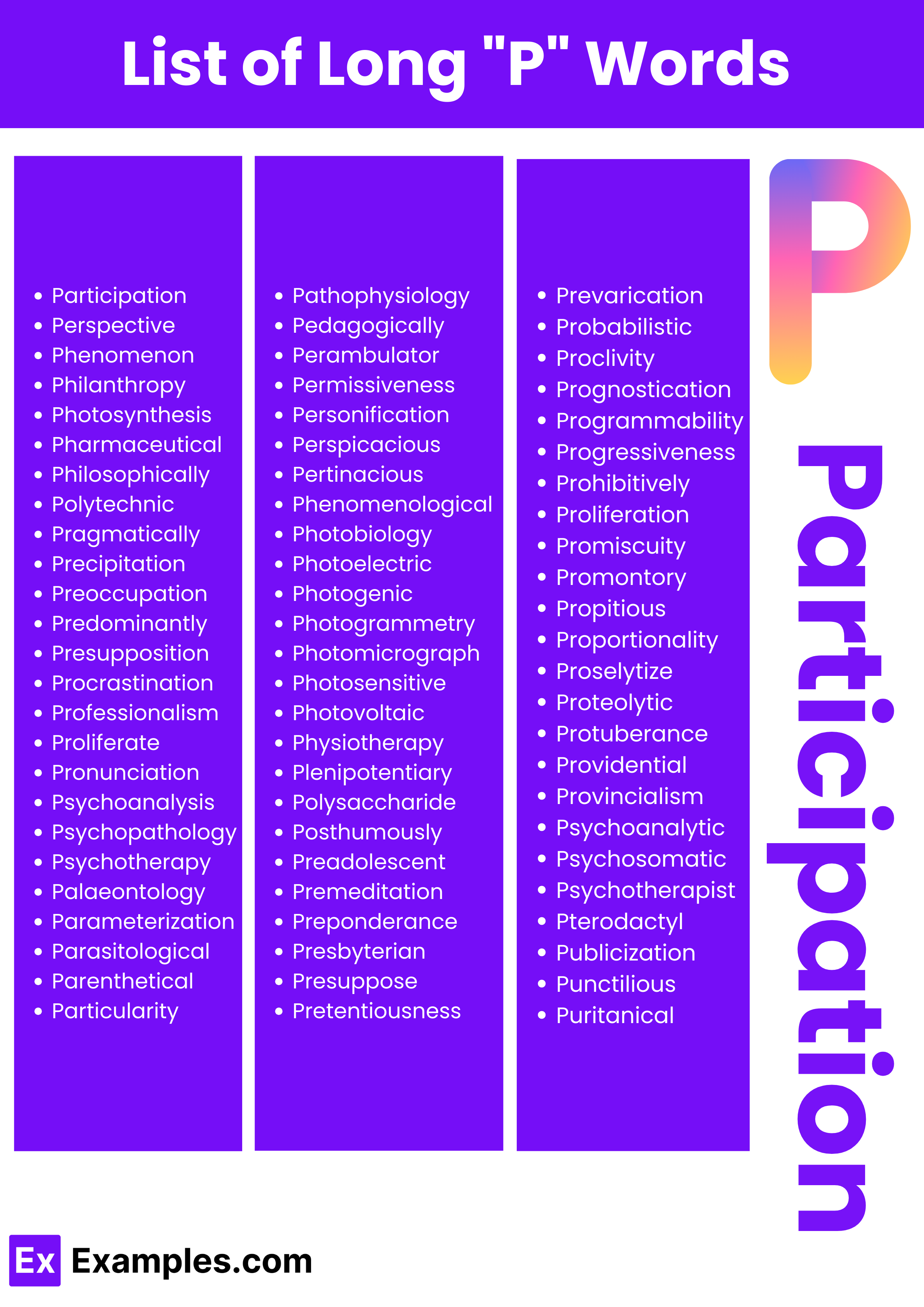 450+ P Short & Long Words: Meaning , PDF