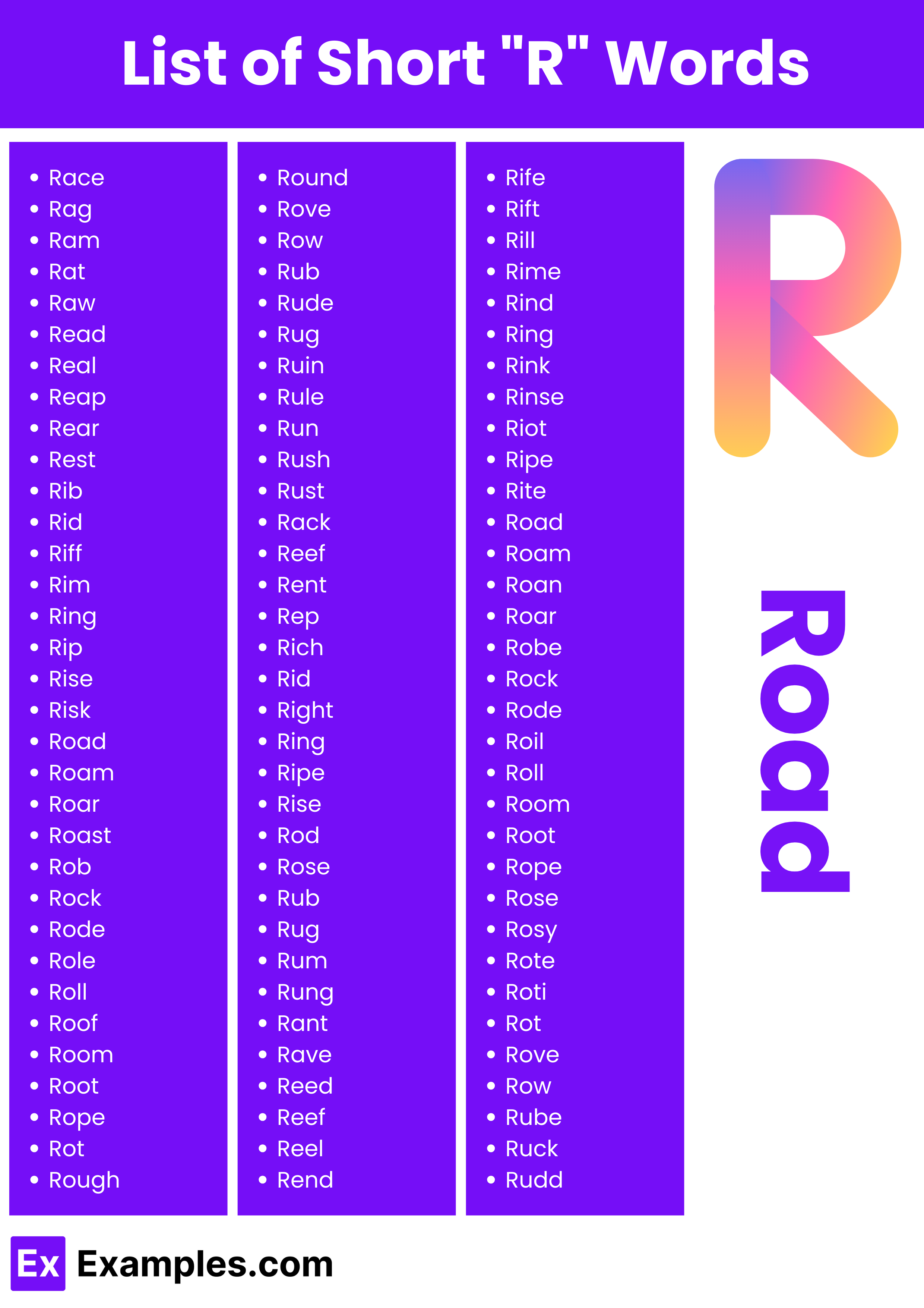 450+ R Short & Long Words: Meaning , PDF