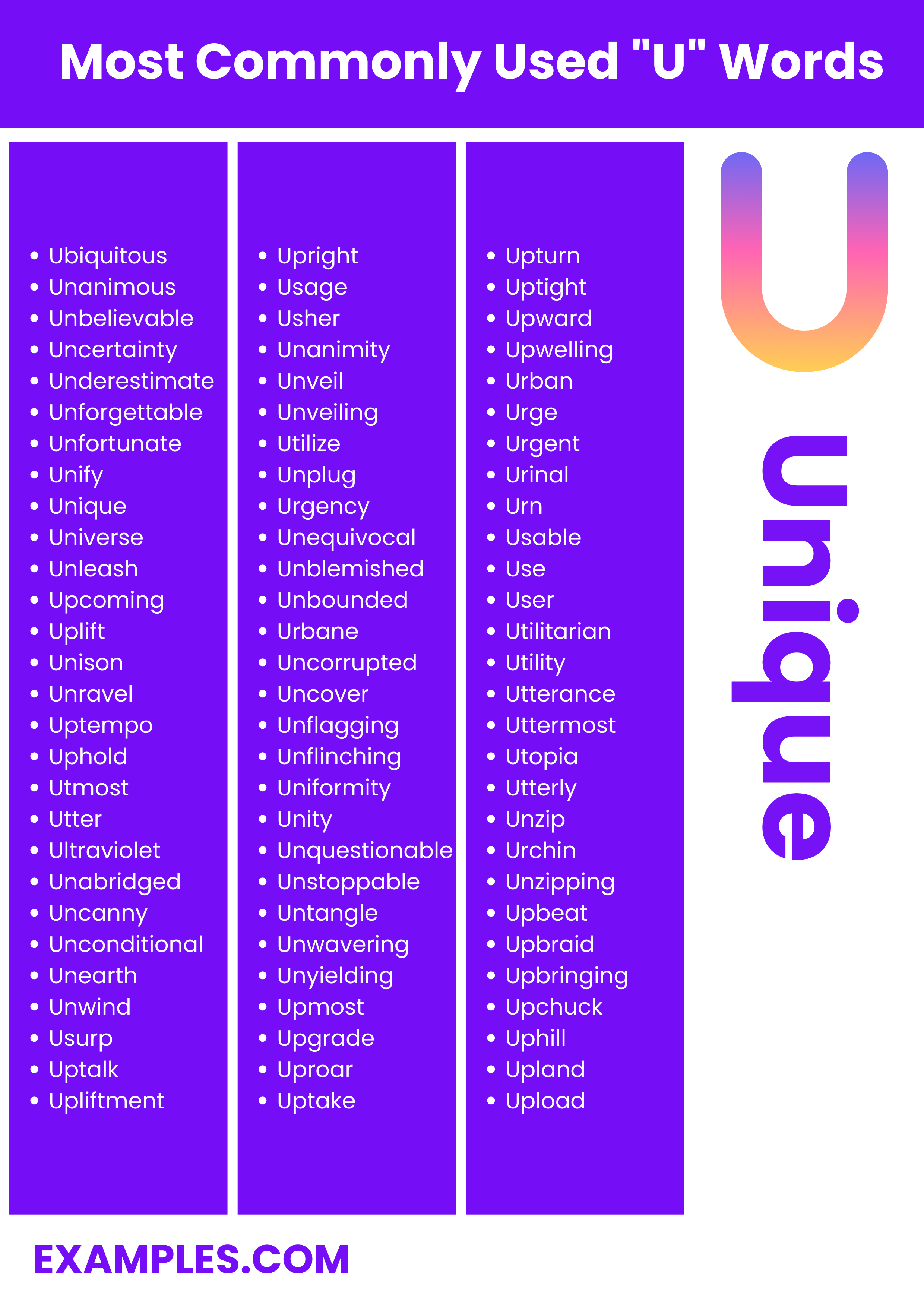 450+ 10 Letter Words With U, Meaning, PDF