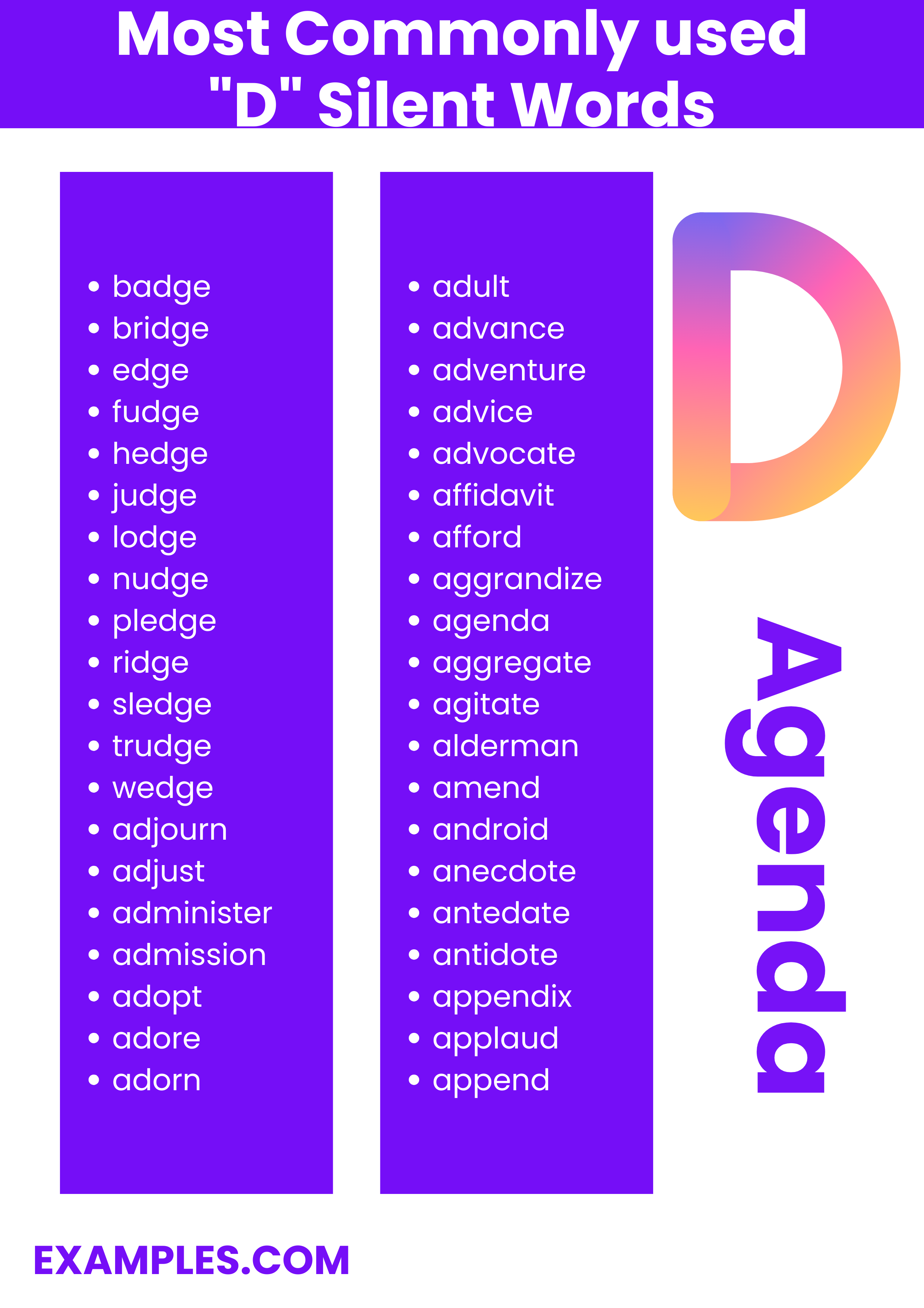 450+ D Silent Words: Meaning , PDF