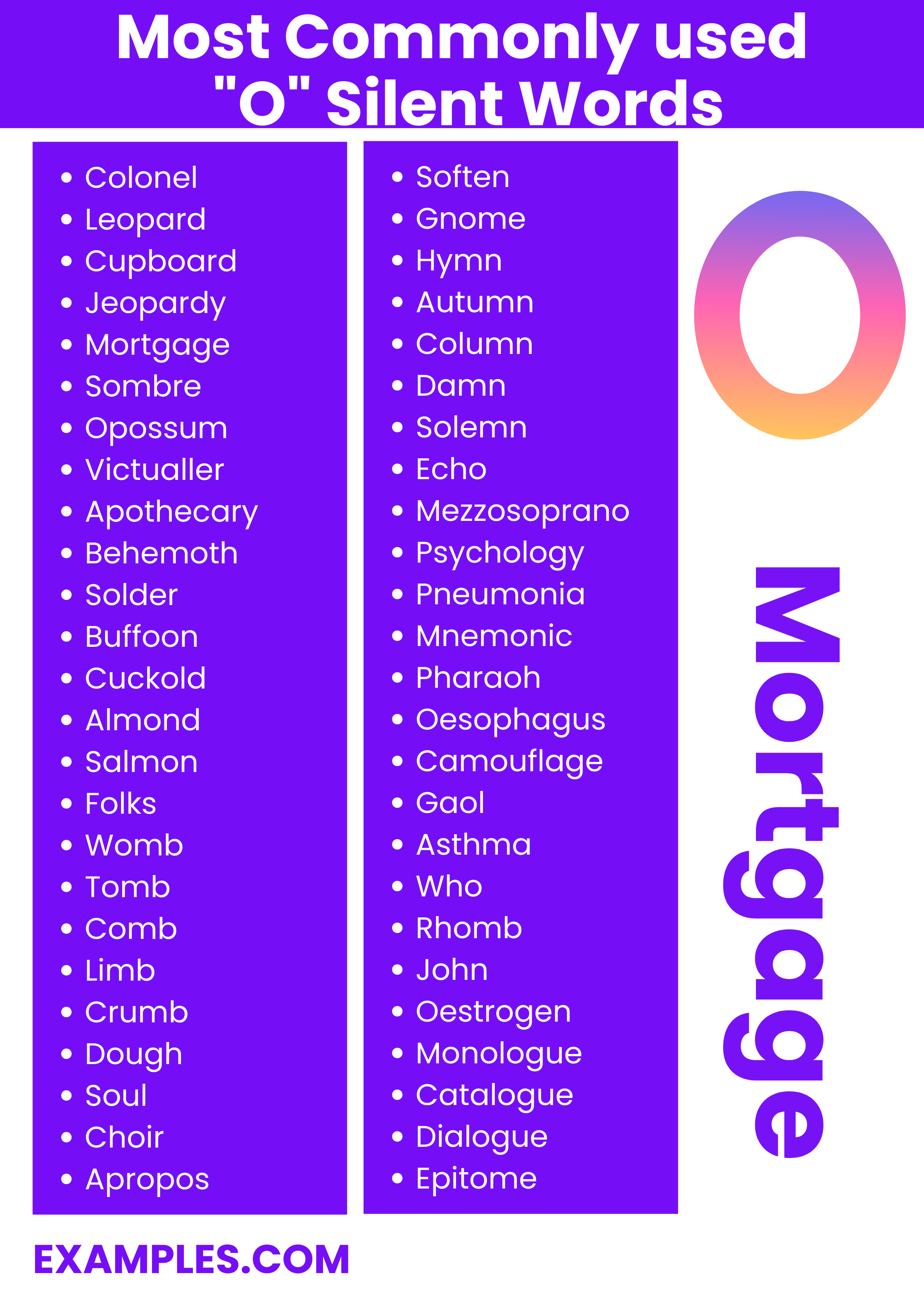 O Silent Words: 450+ List, Meaning, PDF