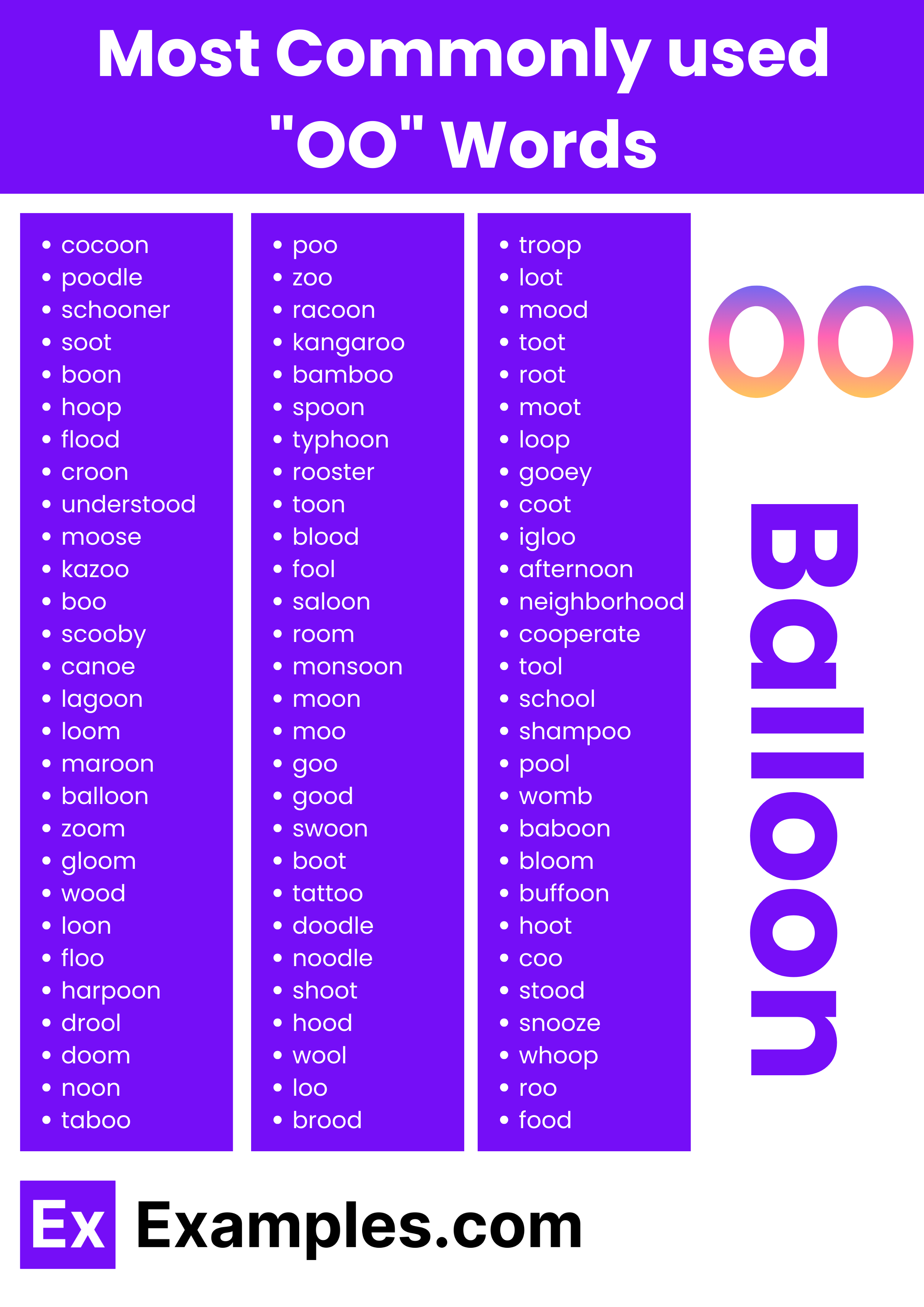 450+ OO Words, Meaning, PDF