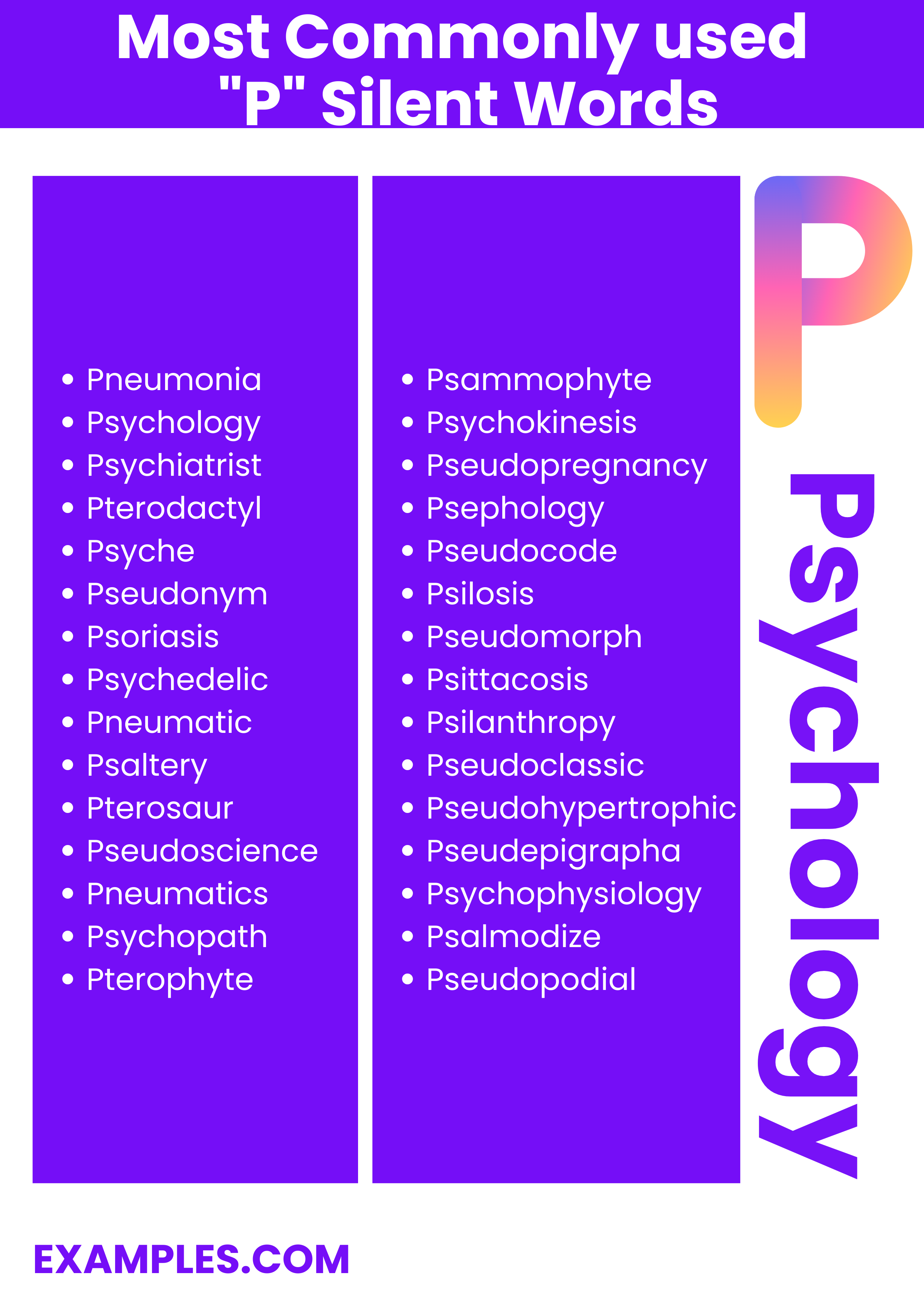 450+ P Silent Words: Meaning , PDF