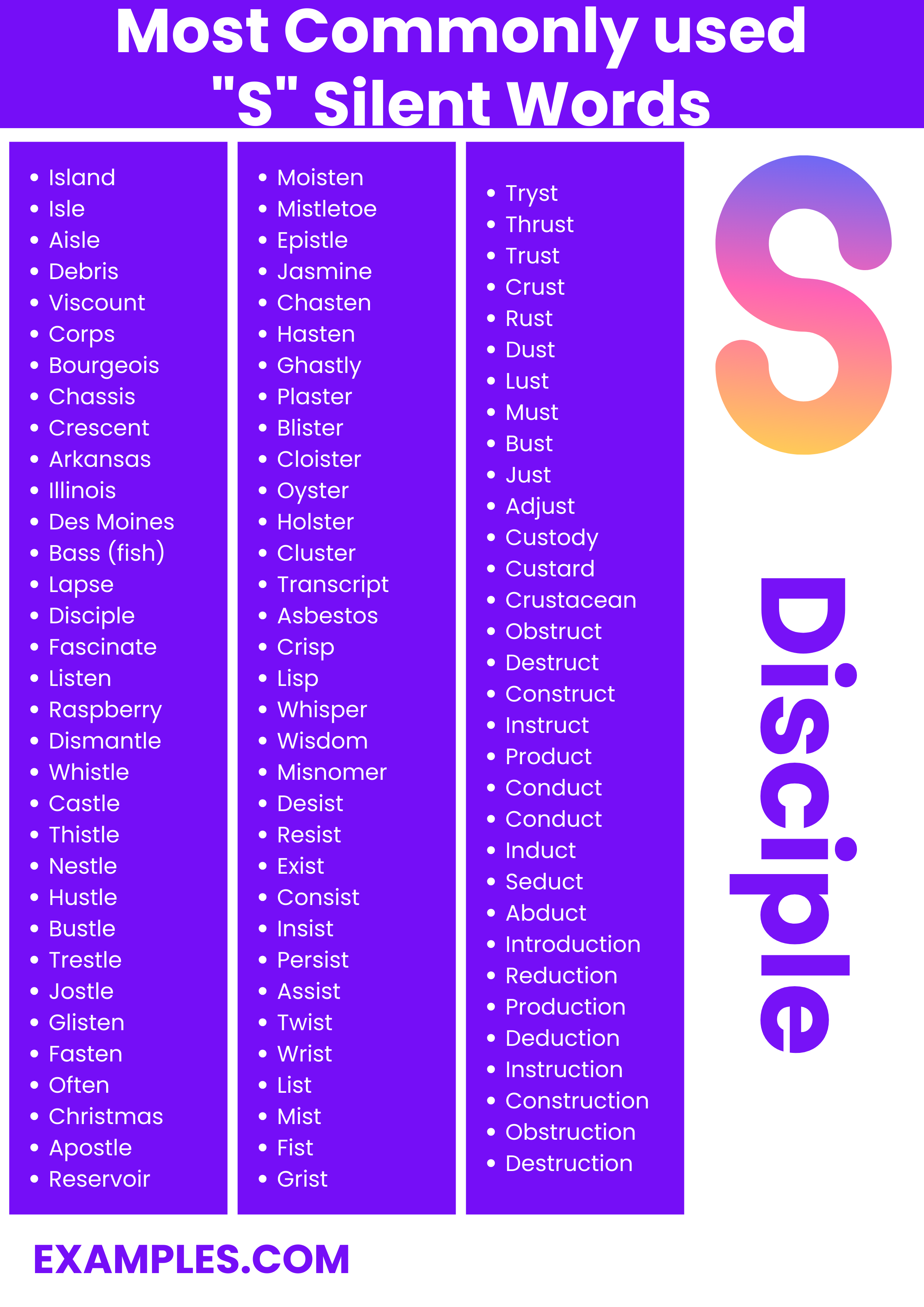 450+ S Silent Words: Meaning , PDF