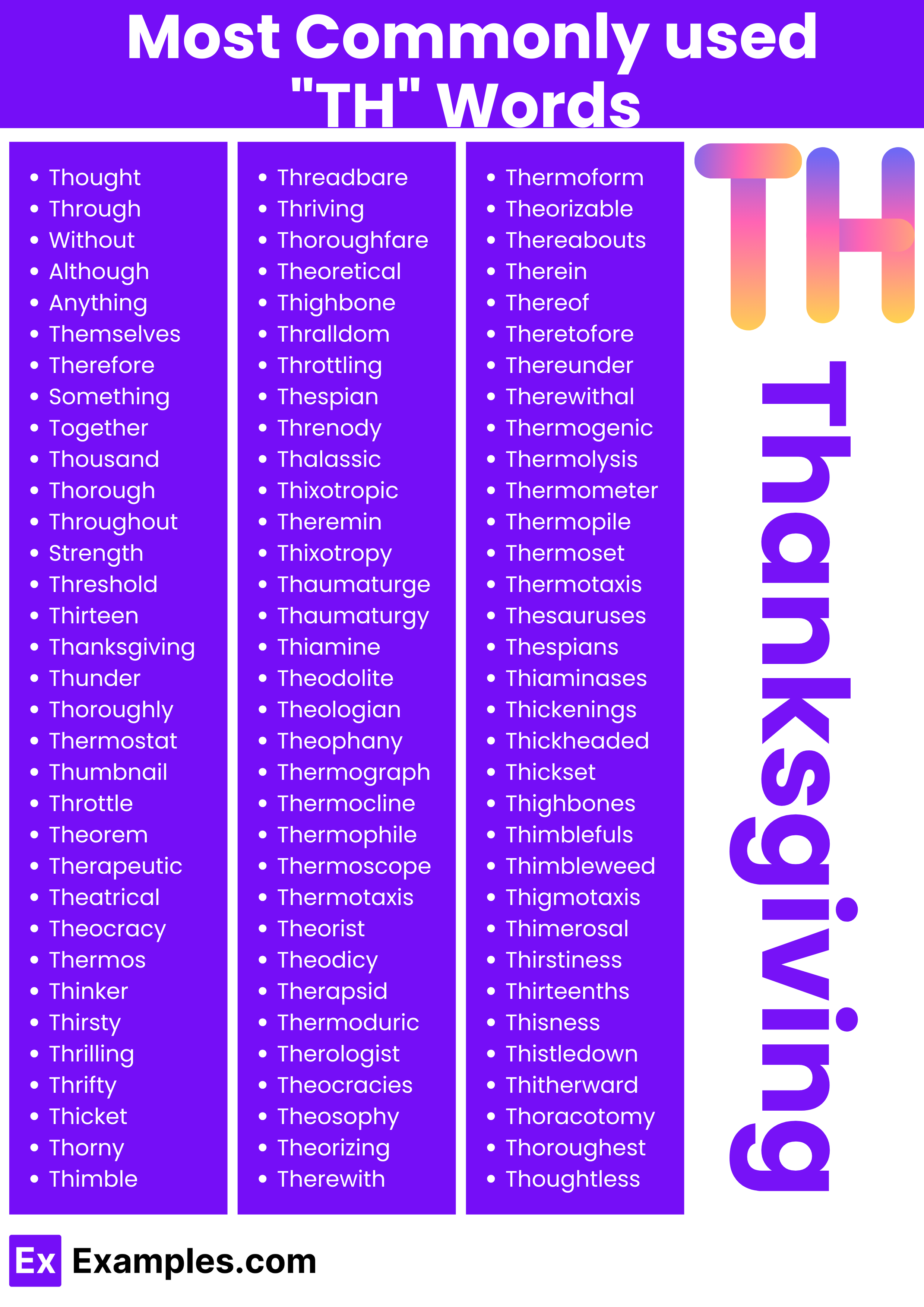 450+ TH Words: Meaning , PDF