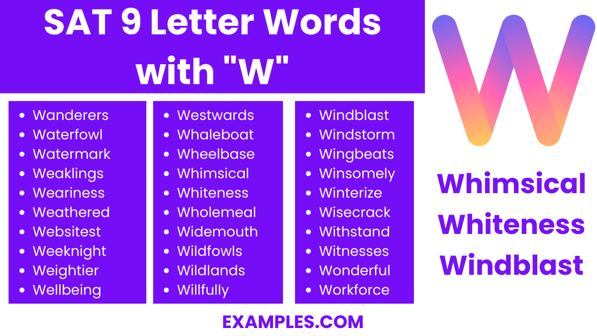 450+ 9 Letter Words with W, Meaning, Word
