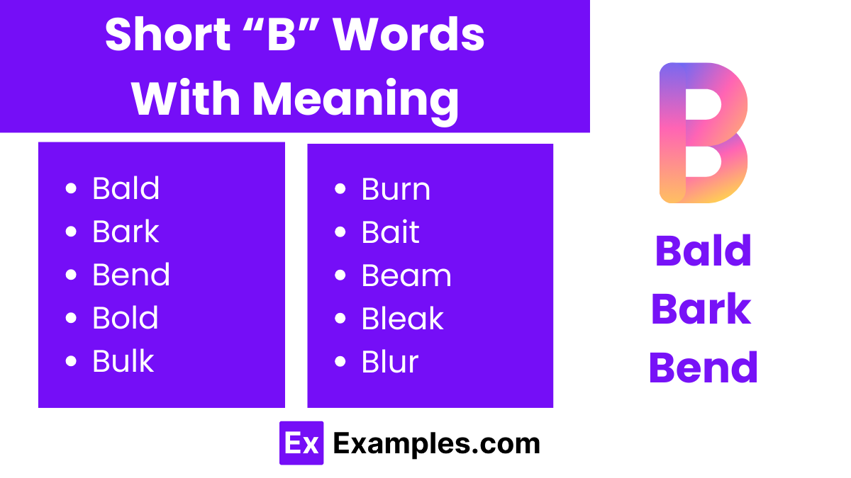 450+ B Short & Long Words, Meaning, PDF