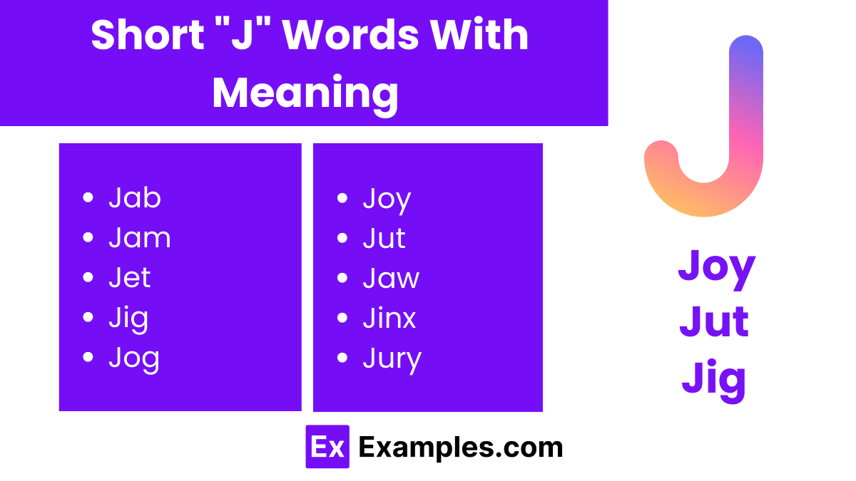 450+ J Short & Long Words, Meaning, PDF