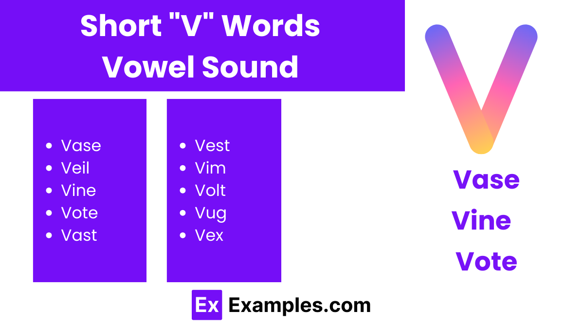 450+ V Short & Long Words, Meanings, PDF