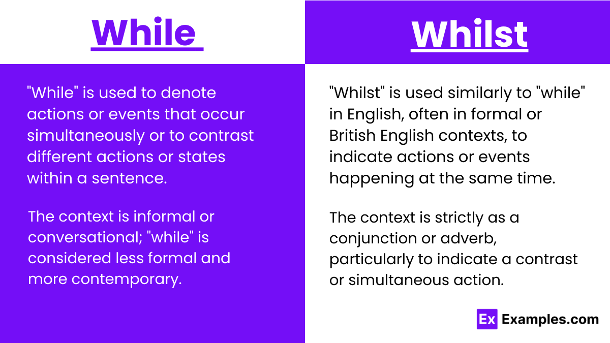 While vs Whilst - Examples, Differences, Usage, Tips