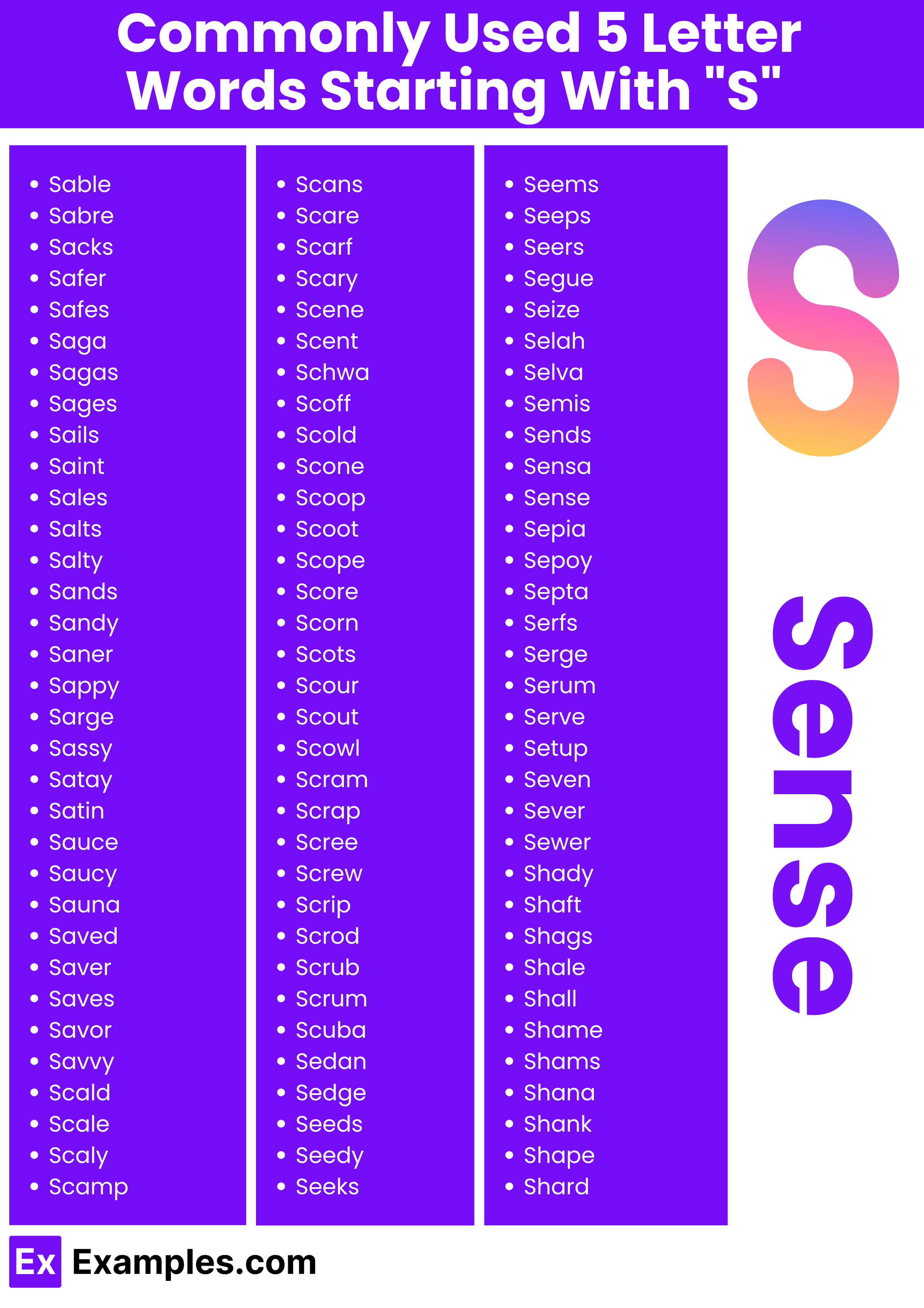 450 5 Letter Words Starting With S List Meaning PDF 450 5 Letter Words Starting With S List Meaning PDF