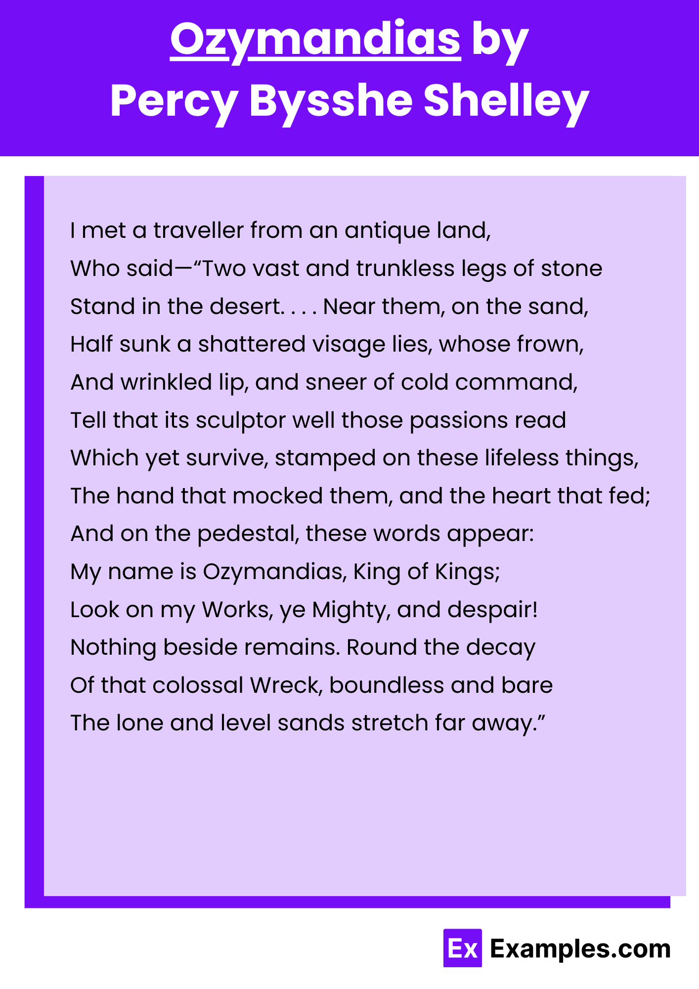 Ozymandias Poem By Percy Bysshe Shelley To Download Ozymandias Poem By Percy Bysshe Shelley To Download