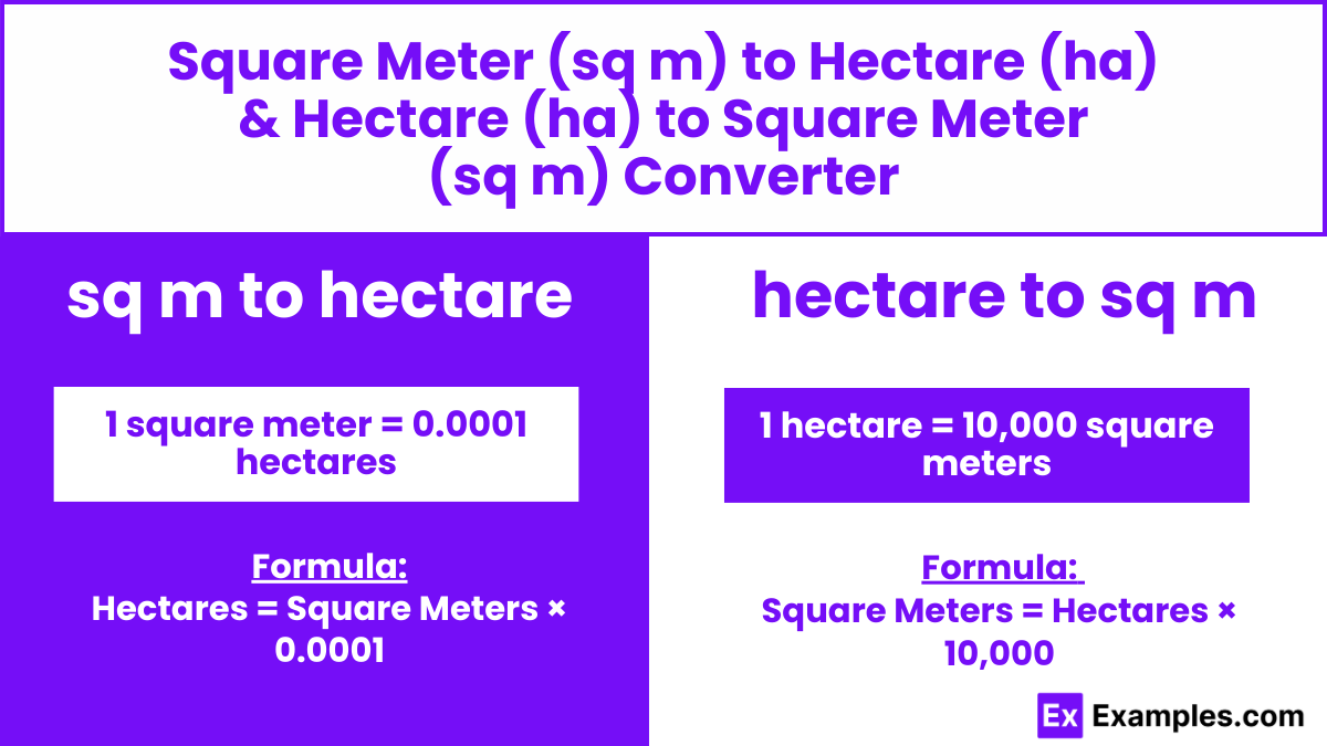 Sq M To Hectare Hectare To Sq M Converter