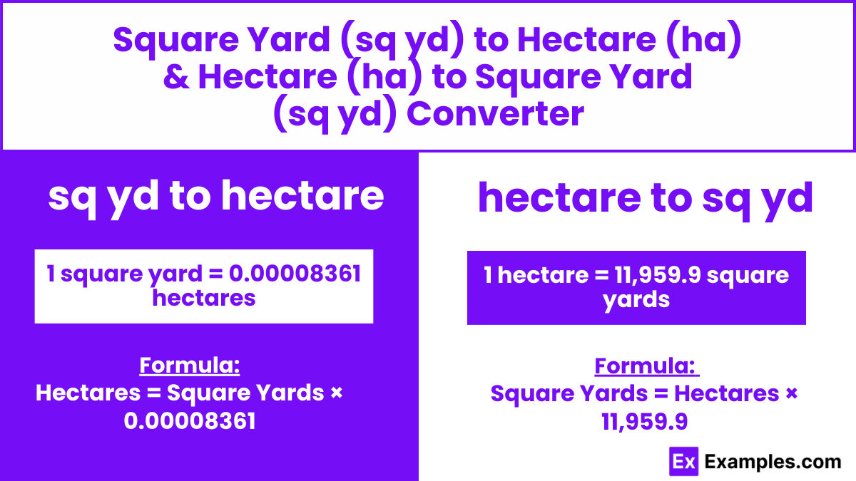sq yd to hectare and hectare to sq yd