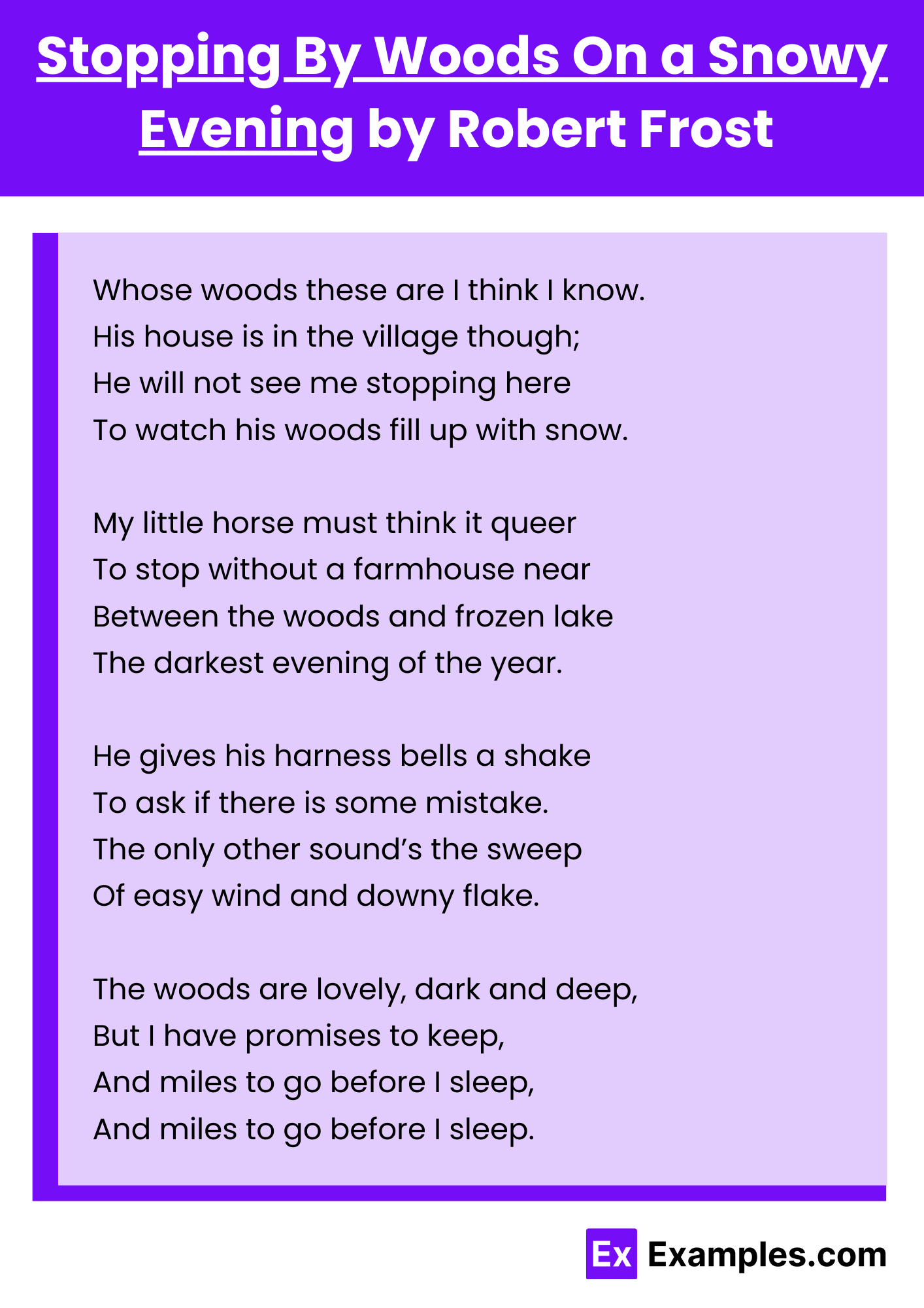 Stopping By Woods On A Snowy Evening Poem By Robert Frost Download Pdf