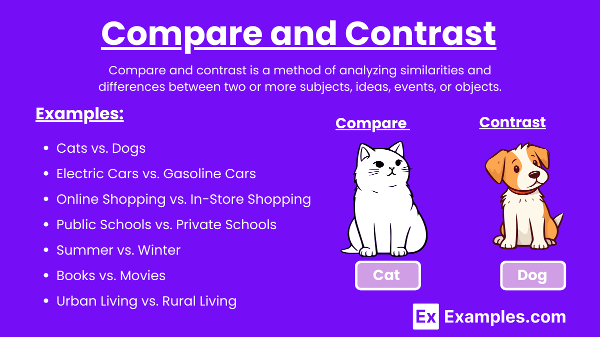 40 Compare And Contrast Examples