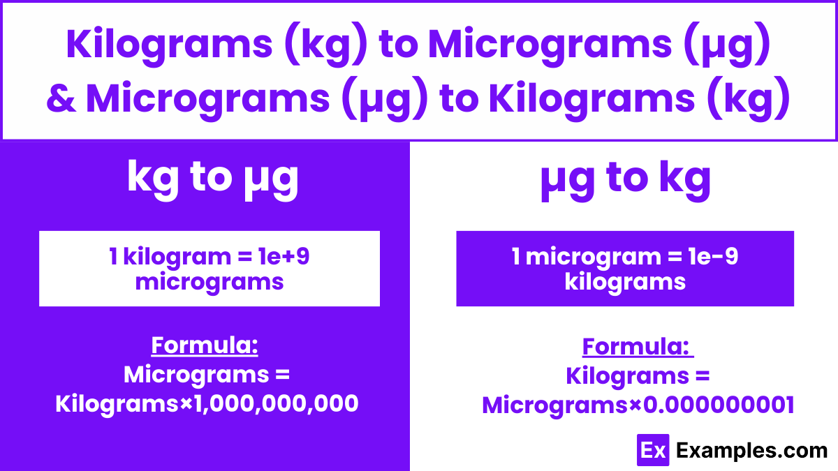 Kilogram kg To Microgram g Microgram g To Kilogram kg Kilogram kg To Microgram g Microgram g To Kilogram kg