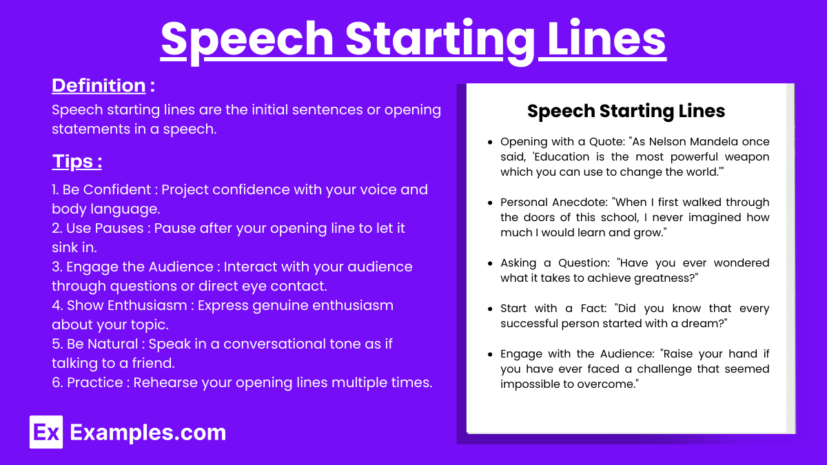 32 Speech Starting Line Examples 32 Speech Starting Line Examples