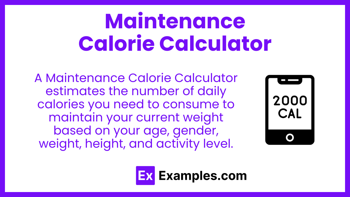 Maintenance Calorie Calculator